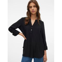 V&eacute;ro Moda Blusenshirt VERO MODA "VMANI LS TOP WVN GA NOOS", Damen, Gr. XS, schwarz, Web, Obermaterial: 100% Polyester, unifarben, V-Ausschnitt, Shirts Blusenshirt