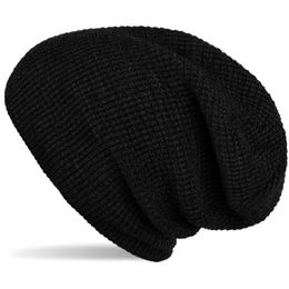 Strickm&uuml;tze styleBREAKER "Strick Beanie M&uuml;tze mit Karo Strickmuster", Damen, schwarz, Obermaterial: 100% Polyacryl PAN., Modisch, M&uuml;tzen Strickm&uuml;tze