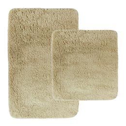 NYVI Badematte NYVISpa Lasalle - Badezimmerteppich - Rutschfest, Saugf&auml;hig, Schnell Trocknend, Fu&szlig;bodenheizung geeignet, Waschbar, Weich Farbe:Beige;Gr&ouml;&szlig;e:Set 45x50 + 50x80 cm