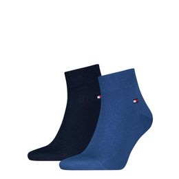 Kurzsocken Tommy Hilfiger "TH MEN QUARTER 2P", Herren, Gr. 43-46, blau, Baumwollmischung, normal, Socken Kurzsocken, weicher, elastischer Rippenbund, klassisches Tommy Hilfiger Logo