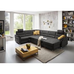 Wohnlandschaft DIE PLANBAR "ZE-EM16033 U-Form, Breite 330 cm", mammut anthrazit, B:330cm T:262cm, 100% Polyester, Sofas, Wohnlandschaft, wahlweise mit Kopfst&uuml;tzen und Bettfunktion