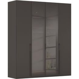 Dreht&uuml;renschrank Rauch "Schrank Garderobe SKAT SHINE Breiten 151/201/251/301cm, H&ouml;he 223/235cm", grau (graphit), B:201cm H:235cm T:63cm, Glas, Holzwerkstoff, Schr&auml;nke, Dreht&uuml;renschrank, edle Schrankfront mittig hochwertige Glasrahment&uuml;ren MADE IN GERMANY