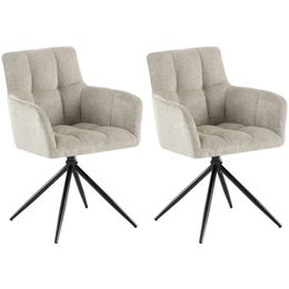 CLP Esszimmerst&uuml;hle 2er Set, Sessel Jonah drehbar mit Armlehnen, moderne Drehst&uuml;hle mit Stoff f&uuml;r Wohnzimmer, bis 150 kg belastbar