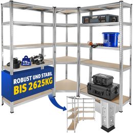TecTake&reg; Schwerlastregalsystem, 3-teilig, 2 in 1 Verwendung als Werkb&auml;nke, 15 belastbare, h&ouml;henverstellbare MDF-B&ouml;den, Gesamtbelastbarkeit 2625 kg, variable Montage im Stecksystem