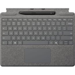 Microsoft Tastatur mit Touchpad "Surface Pro mit Slim Pen", grau (platin), B:28,91cm H:0,49cm T:22,61cm, Tastaturen, mit Slim Pen, Tastatur mit Touchpad