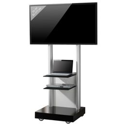Wohnzimmertisch Vcm "Rollwagen TV Standfu&szlig; Rollen St&auml;nder Monte Visolo3", schwarz (schwarzglas), B:70cm T:65cm, Sideboards, Wohnzimmertisch