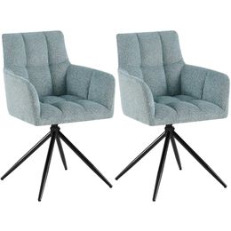 CLP Esszimmerst&uuml;hle 2er Set, Sessel Jonah drehbar mit Armlehnen, moderne Drehst&uuml;hle mit Stoff f&uuml;r Wohnzimmer, bis 150 kg belastbar