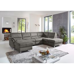 Wohnlandschaft DIE PLANBAR "ZE-EM16033 U-Form, Breite 316 cm", deluxe anthrazit, B:316cm T:203cm, 100% Polyester, Sofas, Wohnlandschaft, wahlweise mit Kopfst&uuml;tzen und echt bezogenem R&uuml;cken