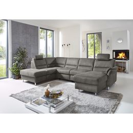 Wohnlandschaft DIE PLANBAR "ZE-EM16033 U-Form, Breite 316 cm", deluxe anthrazit, B:316cm T:203cm, 100% Polyester, Sofas, Wohnlandschaft, wahlweise mit Kopfst&uuml;tzen und echt bezogenem R&uuml;cken