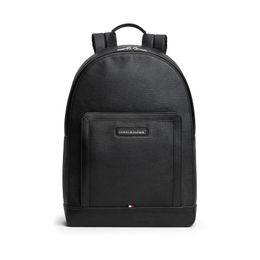 Cityrucksack Tommy Hilfiger "TH CENTRAL BACKPACK", Herren, Gr. B/H/T: 32cm x 43cm x 11cm, schwarz, Lederimitat, Rucks&auml;cke Cityrucksack, Unisex Freitzeitrucksack, Arbeitsrucksack mit Vordertaschenfach