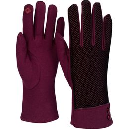 Baumwollhandschuhe styleBREAKER "Touchscreen Handschuhe mit weichem Riffel Muster", Damen, rot (bordeaux, rot), Obermaterial: 70% Baumwolle CO. 30% Polyester PES., Modisch, Handschuhe Baumwollhandschuhe