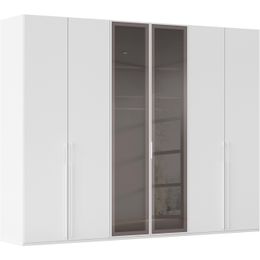 Dreht&uuml;renschrank Rauch "Schrank Garderobe SKAT SHINE Breiten 151/201/251/301cm, H&ouml;he 223/235cm", wei&szlig; (alpinwei&szlig;), B:301cm H:235cm T:63cm, Glas, Holzwerkstoff, Schr&auml;nke, Dreht&uuml;renschrank, edle Schrankfront mittig hochwertige Glasrahment&uuml;ren MADE IN GERMANY