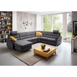 Wohnlandschaft DIE PLANBAR "ZE-EM16033 U-Form, Breite 330 cm", mammut grau, B:330cm T:262cm, 100% Polyester, Sofas, Wohnlandschaft, wahlweise mit Kopfst&uuml;tzen und Bettfunktion