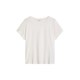 Marc O'Polo T-Shirt MARC O'POLO DENIM, Damen, Gr. L, silky wei&szlig;, Jersey, Obermaterial: 100% Baumwolle, relaxed fit normal, Rundhals, Umschlagbund, Shirts T-Shirt, relaxed aus Organic Cotton