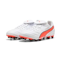 Fu&szlig;ballschuh Puma "KING LIGA FG/AG", Gr. 44,5, wei&szlig; (Puma wei&szlig;, glowing rot, Puma schwarz), Synthetik, Schuhe Fu&szlig;ballschuh, f&uuml;r Rasen- und Kunstrasenpl&auml;tze