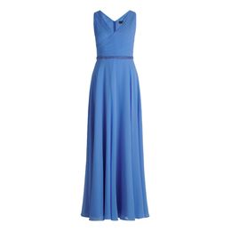 Abendkleid Vera Mont "Abendkleid mit Plissee", Damen, Gr. 48, EURO, blau (paris blau), Obermaterial: 100% Polyester Pol. recyc.., Kleider Abendkleid