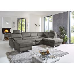 Wohnlandschaft DIE PLANBAR "ZE-EM16033 U-Form, Breite 316 cm", deluxe anthrazit, B:316cm T:203cm, 100% Polyester, Sofas, Wohnlandschaft, wahlweise mit Kopfst&uuml;tzen und echt bezogenem R&uuml;cken