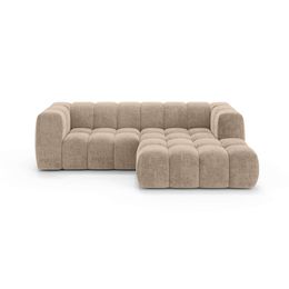 Ecksofa HOMSY BY ANA JOHNSON "BOUBELLE L-Form, Design-Sofa mit Steppung, Bubble-Optik, Breite 247 cm", dunkelbeige, B:247cm H:75cm T:156cm, 100% Polyester, Sofas, Ecksofa, hoher Sitzkomfort dank Wellenunterfederung, L Sitztiefe 63 cm