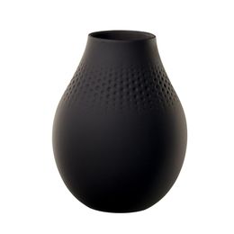 Villeroy & Boch Dekovase VILLEROY & BOCH "Vase Perle Manufacture Collier 20 cm", schwarz (noir), Vasen, Dekovase
