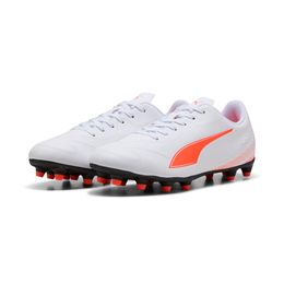Fu&szlig;ballschuh Puma "VITORIA II FG/AG", Herren, Gr. 44,5, wei&szlig; (Puma wei&szlig;, glowing rot), Synthetik, Schuhe Fu&szlig;ballschuh, f&uuml;r Rasen- und Kunstrasenpl&auml;tze, mit Schn&uuml;rung, aus Synthetik