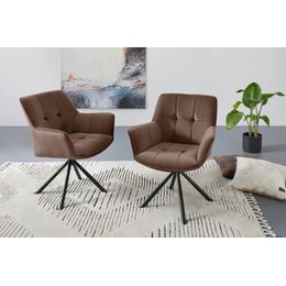 Drehstuhl OTTO HOME "Lika", braun, H:84,5cm T:68cm, Polyester, St&uuml;hle, Drehstuhl, 2er Set, 360 Grad Drehfunktion, Samtpolsterung