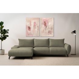 Ecksofa OTTO HOME "KELLIE, L-Form, 315 cm, verstellbare Armlehne, Metallf&uuml;&szlig;e", gr&uuml;n, B:315cm H:93cm T:169cm, Sofas, Ecksofa, wahlweise Recamiere links o. rechts, Chenille-Stoff, hoher Sitzkomfort