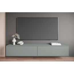 Lowboard OTTO HOME "Kenia", salbei, B:180cm H:32cm T:32cm, FSC-zertifizierter Holzwerkstoff, Sideboards, Lowboard, 2 Klappen &ndash; flexibel h&auml;ngend oder stehend montierbar