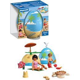 Konstruktions-Spielset Playmobil "Spiel-Ei: Strandurlaub (72101), My Life", bunt, Spielbausteine, Kinder, Kunststoff, Konstruktions-Spielset