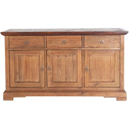 Sideboard Sit "Kommode SEADRIFT &ndash; Massives Sideboard aus recyceltem Teakholz", beige (natur), B:148cm H:83cm T:44cm, Massivholz, Recyceltes Altholz, Sideboards, Sideboard, Massives recyceltes Teakholz‑Sideboard im Vintage‑Shabby‑Chic‑Look