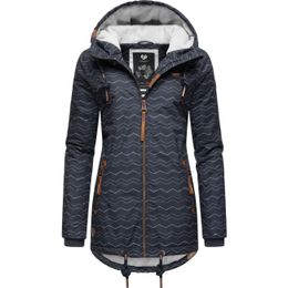 Winterjacke Ragwear "Winterjacke Zuzka Winter", Damen, Gr. XS, blau (navy zig zag22), Obermaterial: 100% Polyester PES. Obermaterial: Futter: 100% Polyester PES. 100% Polyester PES., Jacken Winterjacke