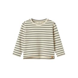 Langarmshirt LIL' ATELIER "NMMLIMIA LS LOOSE TOP LIL NOOS", Jungen, Gr. 122/128, turtledove stripes:poppy seed, Jersey, Obermaterial: 100% Baumwolle, gestreift, loose fit normal, Rundhals, Shirts Langarmshirt, weiche Jersey Qualit&auml;t, reine Baumwolle