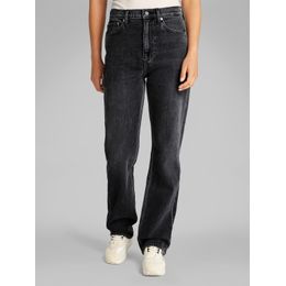 Straight-Jeans Calvin Klein Jeans "HIGH RISE STRAIGHT", Damen, Gr. 25, L&auml;nge 32, schwarz (denim schwarz), Denim/Jeans, Obermaterial: 99% Baumwolle, 1% Elasthan, unifarben, straight fit lang, Jeans Straight-Jeans, in schwarzer Waschung