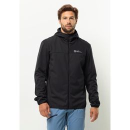 Softshelljacke Jack Wolfskin "FELDBERG HOODY M", Herren, Gr. L (52), schwarz, Hauptmaterial: 100% Polyester, Jacken Softshelljacke