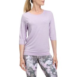 T-Shirt Energetics "DA.-SHIRT JEWEL 3/4 SHORT SLEEVE W", Damen, Gr. XL, melange, lila, lila, Jersey, Obermaterial: 90% Polyamid, 10% Elasthan, Rundhals, Shirts T-Shirt, Loose Fit, Kurzarm, f&uuml;r intensives Workout, Rundhalsausschnitt