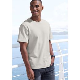 T-Shirt John Devin "mit Struktur", Herren, Gr. XL, beige, Jersey, Obermaterial: 60% Baumwolle, 40% Polyester, unifarben, regular fit, Rundhals, abgesteppte Kante, Shirts T-Shirt, Rundhalsshirt mit Struktur aus Baumwoll-Mix