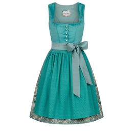 N&uuml;bler Dirndl N&Uuml;BLER "Dirndl midi Gina", Damen, Gr. 32, EURO, blau (petrol), Obermaterial: 100% Polyester PES., Kleider Dirndl