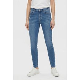 V&eacute;ro Moda Skinny-fit-Jeans VERO MODA "VMPOLLY MR SKINNY JEANS RA3049 NOOS", Damen, Gr. L, L&auml;nge 34, medium blau denim, Denim/Jeans, Obermaterial: 98% Baumwolle, 2% Elasthan, unifarben, skinny fit lang, Jeans Skinny-fit-Jeans, Baumwollmischung, skinny fit