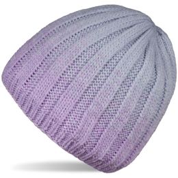 Strickm&uuml;tze styleBREAKER "Strickm&uuml;tze Farbverlauf mit Thermo-Fleece", Damen, lila (flieder, grau), 84% Polyacryl PAN. 9% Polyamid PA. 7% Polyester PES., Modisch, M&uuml;tzen Strickm&uuml;tze