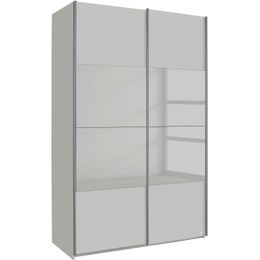 Schwebet&uuml;renschrank Rauch "Quadra Schlafzimmerschrank in vielen Breiten", grau (seidengrau, seidengrauglas), B:136cm H:230cm T:62cm, Holzwerkstoff, Schr&auml;nke, Schwebet&uuml;renschrank, Kleiderschrank Garderobenschrank Schrank mit Glaselementen