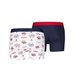 Levi's Boxershorts LEVI'S "LEVIS MEN FRUITY AOP BOXER BRIEF 2P", Herren, Gr. XL, wei&szlig;, navy, Single Jersey, Obermaterial: 95% Baumwolle, 5% Elasthan, k&ouml;rpernah, Unterhosen Boxershorts