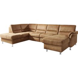Wohnlandschaft DIE PLANBAR "ZE-EM16033 U-Form, Breite 316 cm", deluxe zimt, B:316cm T:203cm, 100% Polyester, Sofas, Wohnlandschaft, wahlweise mit Kopfst&uuml;tzen und echt bezogenem R&uuml;cken
