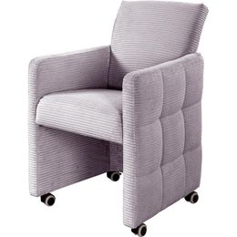 Esszimmersessel exxpo - SOFA FASHION "Barista, Loungesessel auf Rollen mit hoher Bodenfreiheit", rosa (powder rose), B:64cm H:90cm T:72cm, Sessel, Esszimmersessel, Barista Clubsessel auf Rollen mit schmalen Armlehnen, modernes Design