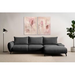 Ecksofa OTTO HOME "KELLIE, L-Form, 315 cm, verstellbare Armlehne, Metallf&uuml;&szlig;e", schwarz, B:315cm H:93cm T:169cm, Sofas, Ecksofa, wahlweise Recamiere links o. rechts, Chenille-Stoff, hoher Sitzkomfort
