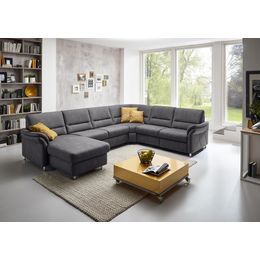 Wohnlandschaft DIE PLANBAR "ZE-EM16033 U-Form, Breite 330 cm", mammut grau, B:330cm T:262cm, 100% Polyester, Sofas, Wohnlandschaft, wahlweise mit Kopfst&uuml;tzen und Bettfunktion