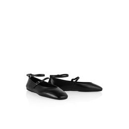 Riemchenballerina Marc Cain "Collections Romantic Treasures", Damen, Gr. 39, schwarz, Leder, unifarben, Schuhe Riemchenballerina, Flats, Slipper mit Riemchen