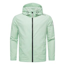 Outdoorjacke Ragwear "Kapuzenjacke Lewie", Herren, Gr. XL, gr&uuml;n (ice gr&uuml;n), Obermaterial: 100% Nylon NY. Obermaterial: Futter: 100% Polyester PES., gerade, hoch geschlossener Ausschnitt, weit elastischer Bund, Jacken Outdoorjacke, &Uuml;bergangsjacke mit wasserdichtem Rei&szlig;verschluss