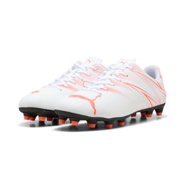 Fu&szlig;ballschuh Puma "ATTACANTO FG/AG", Herren, Gr. 44,5, wei&szlig; (Puma wei&szlig;, glowing rot), Synthetik, Schuhe Fu&szlig;ballschuh, f&uuml;r Rasen- und Kunstrasenpl&auml;tze
