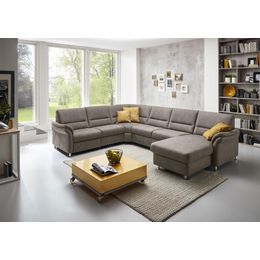 Wohnlandschaft DIE PLANBAR "ZE-EM16033 U-Form, Breite 330 cm", mammut nougat, B:330cm T:262cm, 100% Polyester, Sofas, Wohnlandschaft, wahlweise mit Kopfst&uuml;tzen und Bettfunktion