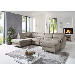 Wohnlandschaft DIE PLANBAR "ZE-EM16033 U-Form, Breite 316 cm", deluxe alu, B:316cm T:203cm, 100% Polyester, Sofas, Wohnlandschaft, wahlweise mit Kopfst&uuml;tzen und echt bezogenem R&uuml;cken
