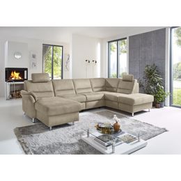 Wohnlandschaft DIE PLANBAR "ZE-EM16033 U-Form, Breite 316 cm", deluxe mandel, B:316cm T:203cm, 100% Polyester, Sofas, Wohnlandschaft, wahlweise mit Kopfst&uuml;tzen und echt bezogenem R&uuml;cken